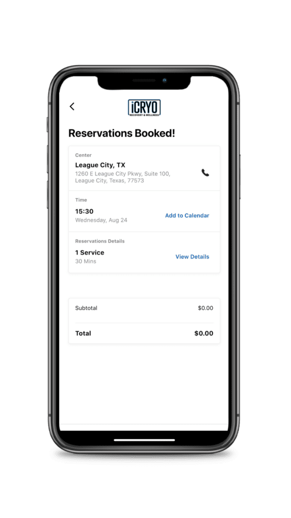 iCRYO App | Easy Booking & Rescheduling | Mobile